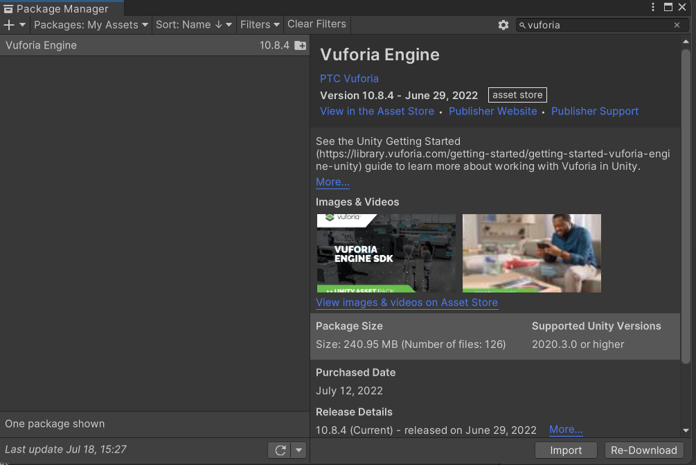 Unity AR Object Tracking e Realtà Aumentata con Vuforia